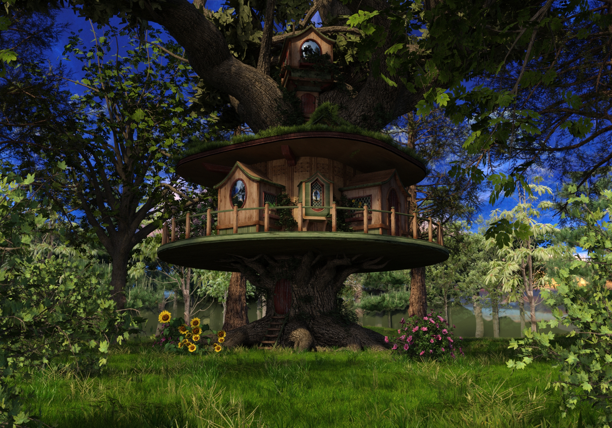 Magix TreeHouse and Wildflower Forest for Sky-Ray Worlds | Daz 3D